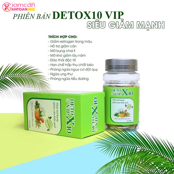 Detox Vip X10 Viên Giảm Mỡ Bụng Siết Eo Thải Mỡ Ban Đêm Giá Bao Nhiêu, Mua Ở Đâu?